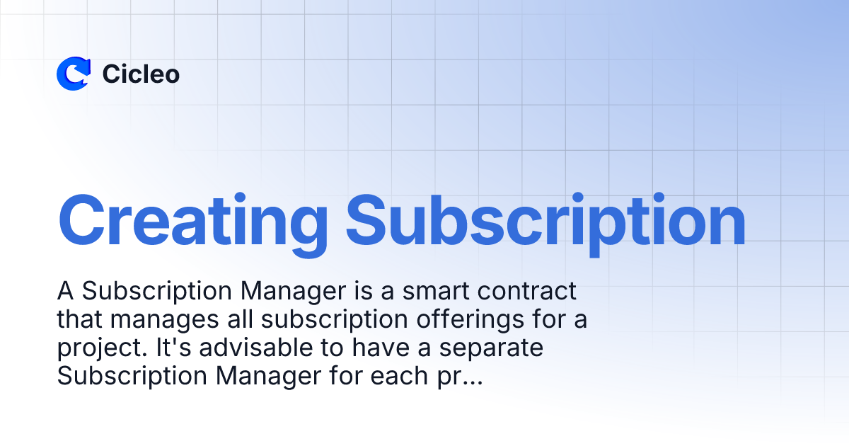 Creating Subscription | Cicleo